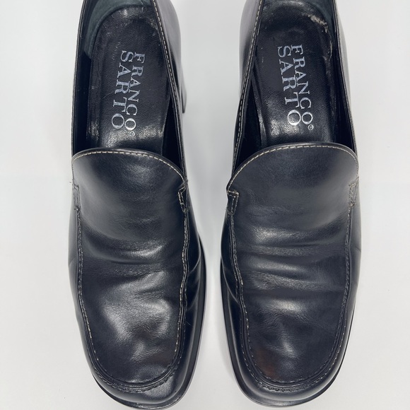 Franco Sarto | Shoes | Franco Sarto Classic Black Leather Loafer Chunky ...